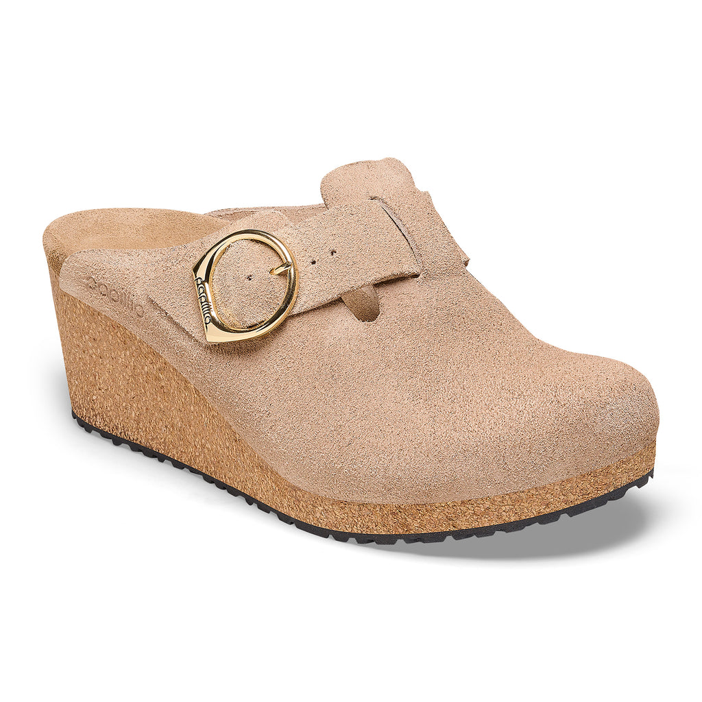 Papillio Fanny warm sand suede round buckle by Birkenstock