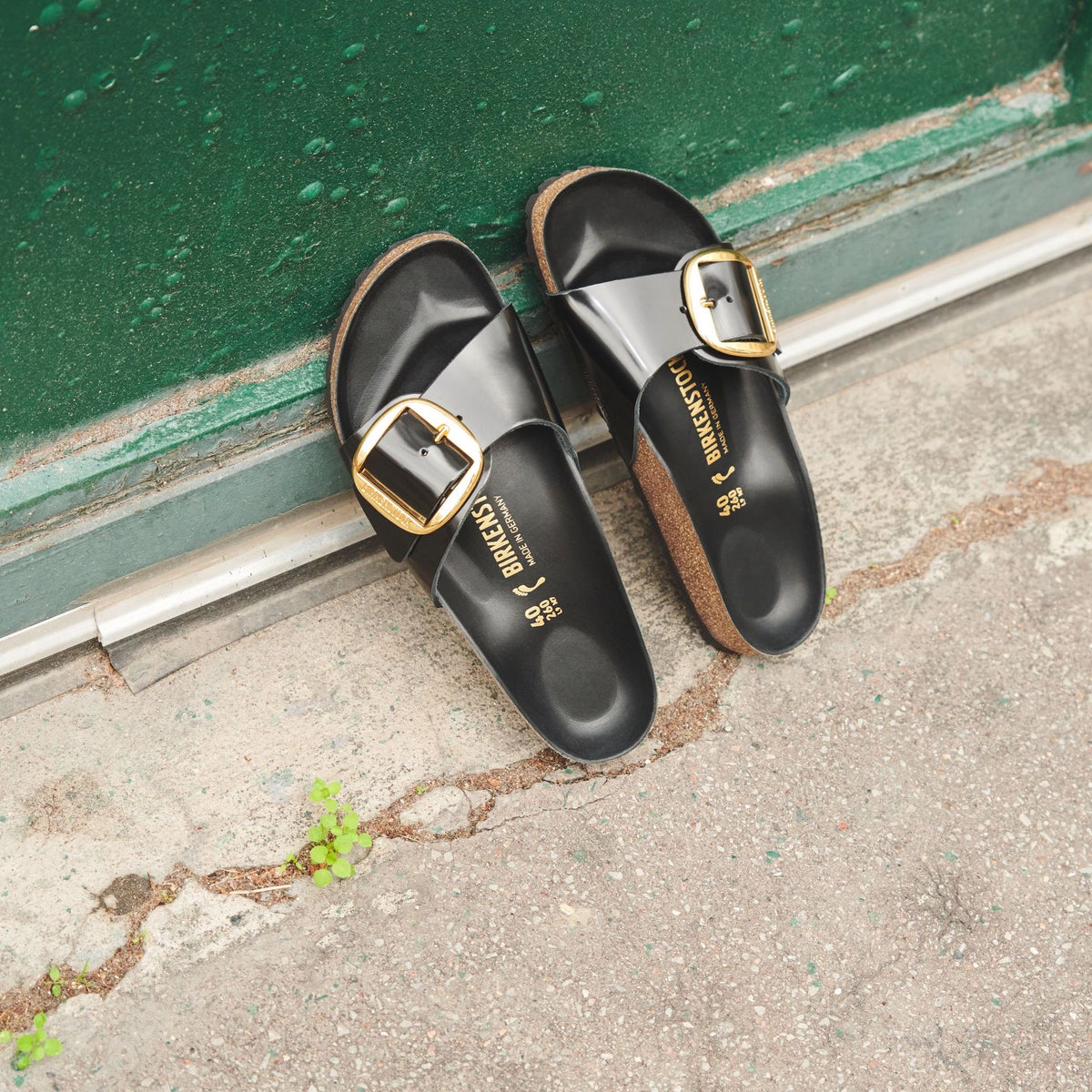 Birkenstock Limited Edition Madrid Big Buckle high shine black leather