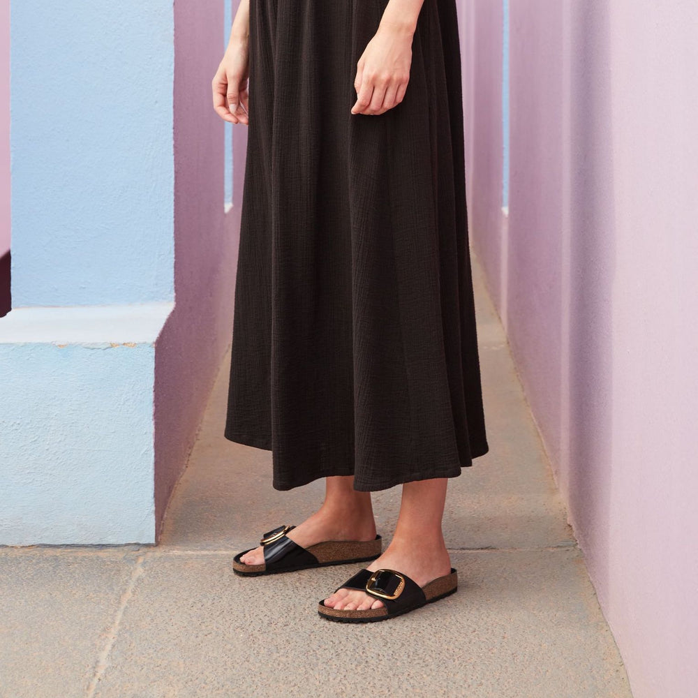 Birkenstock Limited Edition Madrid Big Buckle high shine black leather